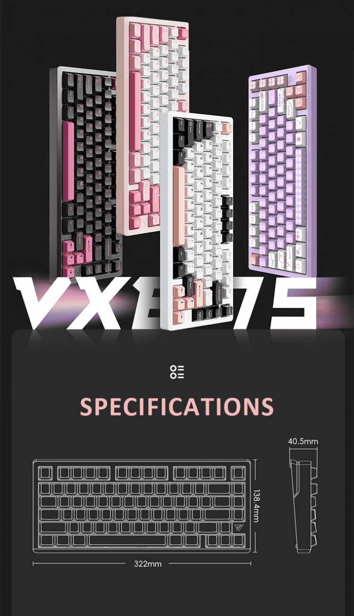 Bàn phím không dây VGN VXE75 Trans Black chính hãng, giá rẻ | Gearshop